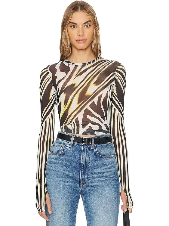 AFRM Kaylee Floral Polka Dot Top - Zebra Lime