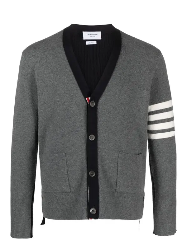 Thom Browne 4-bar Stripes Intarsia-knit Cardigan - Grey