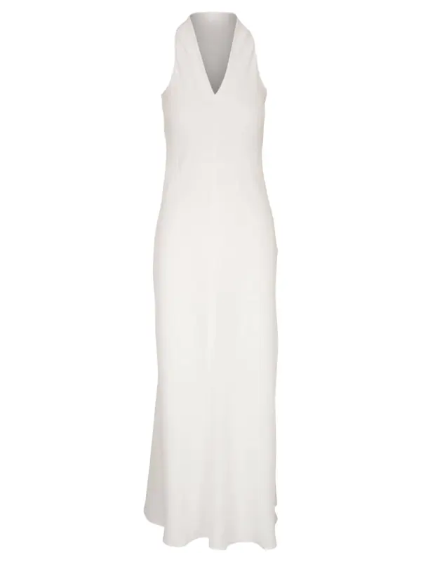 PETER COHEN V-neck Sleeveless Maxi Dress - White