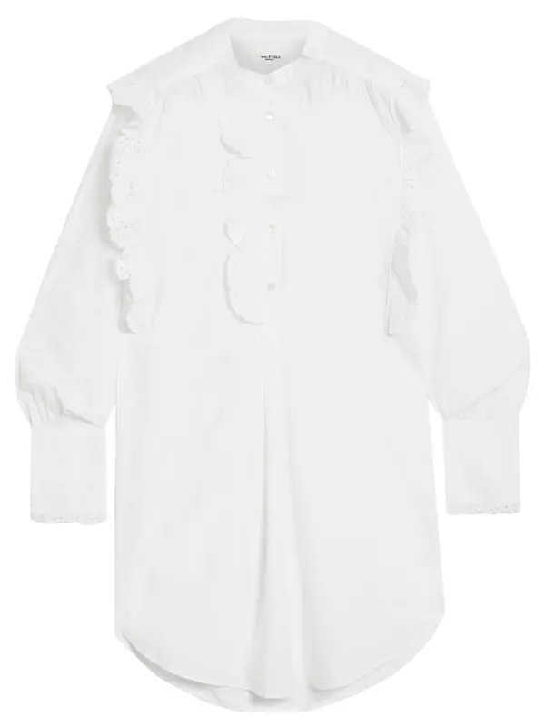 MARANT ETOILE Orsenia Broderie Anglaise Mini Shirt Dress - White