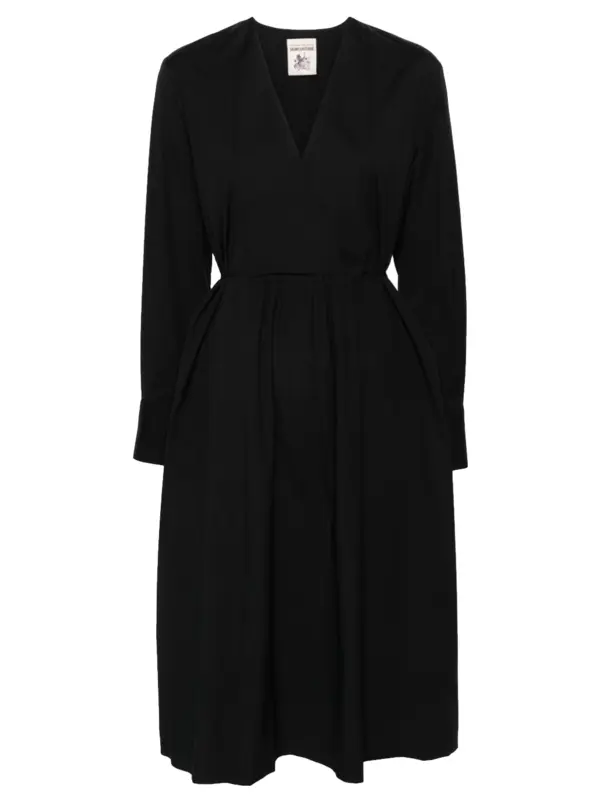 SEMICOUTURE Sofia Pleat-detail Midi Dress - Black