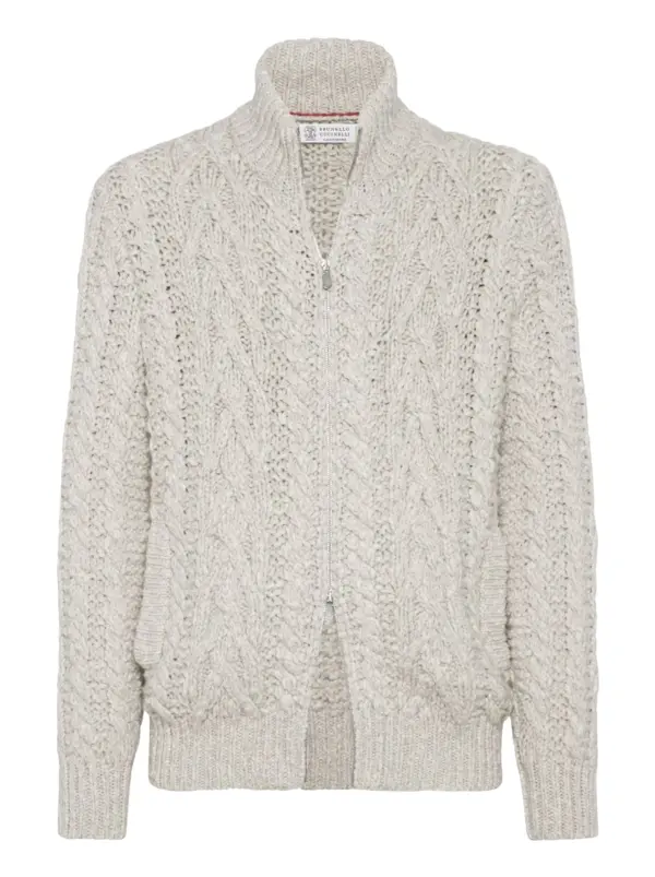 Brunello Cucinelli Cable-knit Zip-up Cardigan - Neutrals