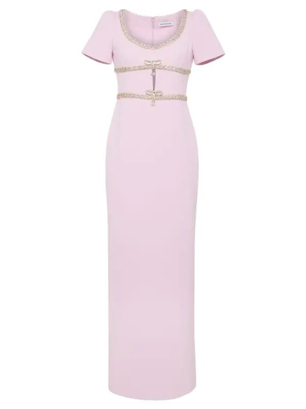 SELF-PORTRAIT Crystal-embellished Crêpe Gown - Pink
