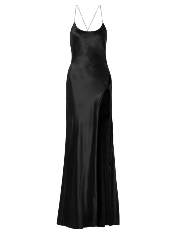Michael Lo Sordo Crystal-embellished Silk-satin Gown - Black