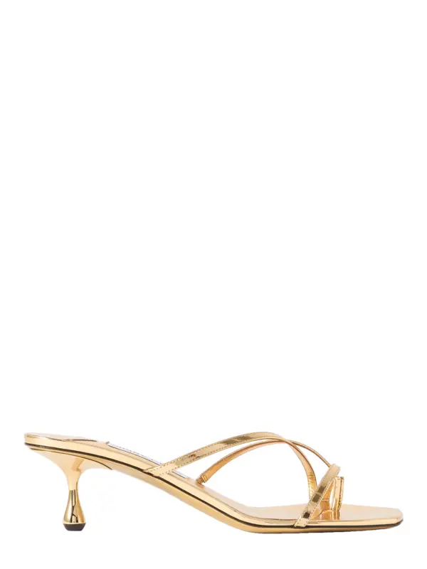 JIMMY CHOO Etana 45 Mirrored-leather Mules - Gold