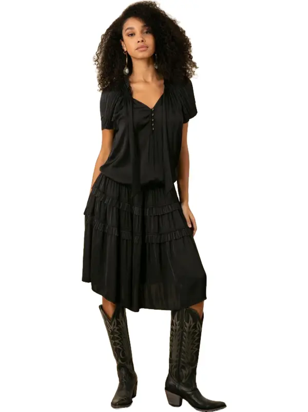 Hale Bob Alexandria Solid Midi Dress - Black