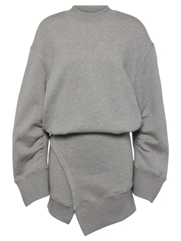 Attico Asymmetric Cotton Minidress - Grey