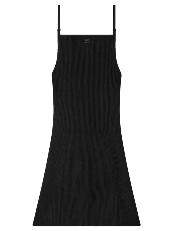 COURREGES Ribbed-knit Mini Dress - Black