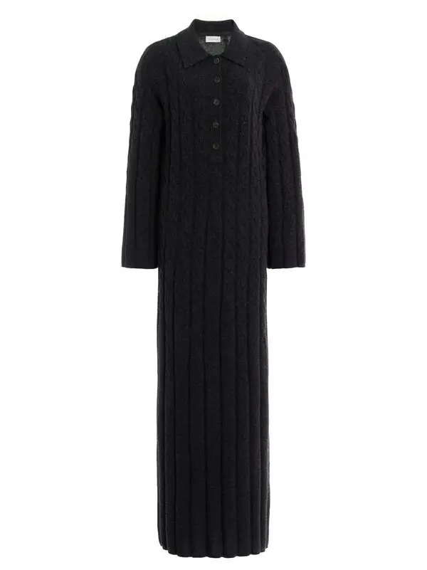 HOUSE OF DAGMAR Cable-knit Wool-cashmere Maxi Dress - Grey
