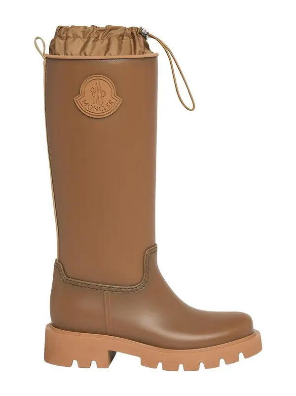 Moncler Tall Waterproof Leather Rain Boots - Camel