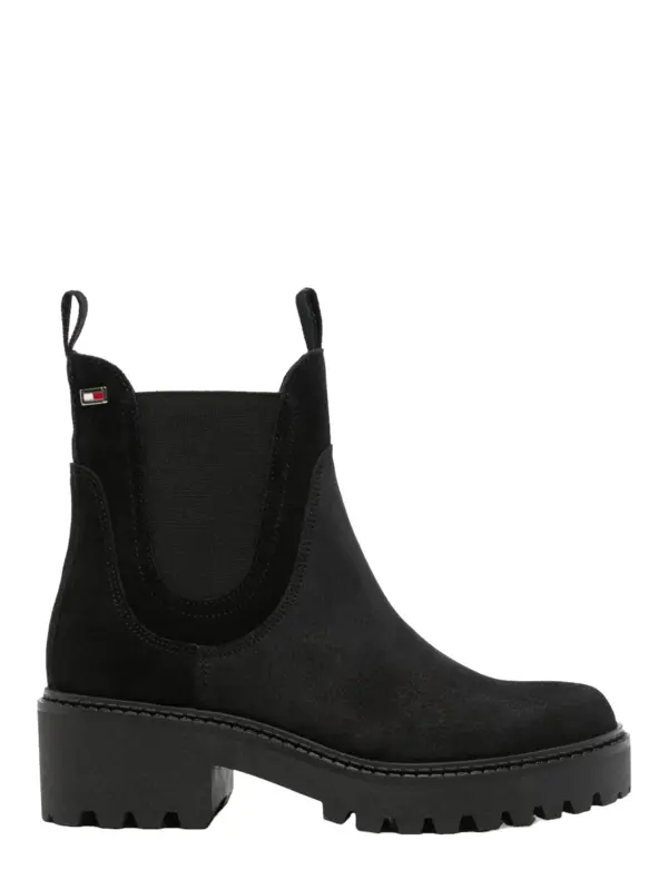 Tommy Hilfiger Logo-plaque Suede Chelsea Boots - Black