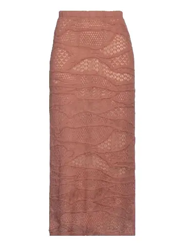 ALYSI Midi Knit Flared Skirt - Brown
