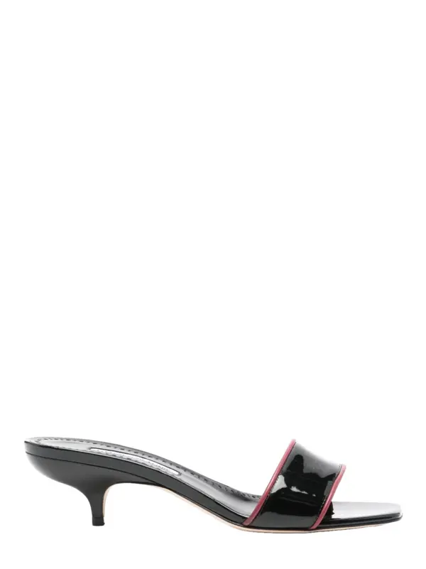 Manolo Blahnik Helamu 50 Patent Leather Mules - Black