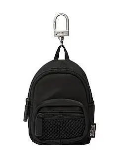 Pink Zip Pouch Keychain Charm - Black