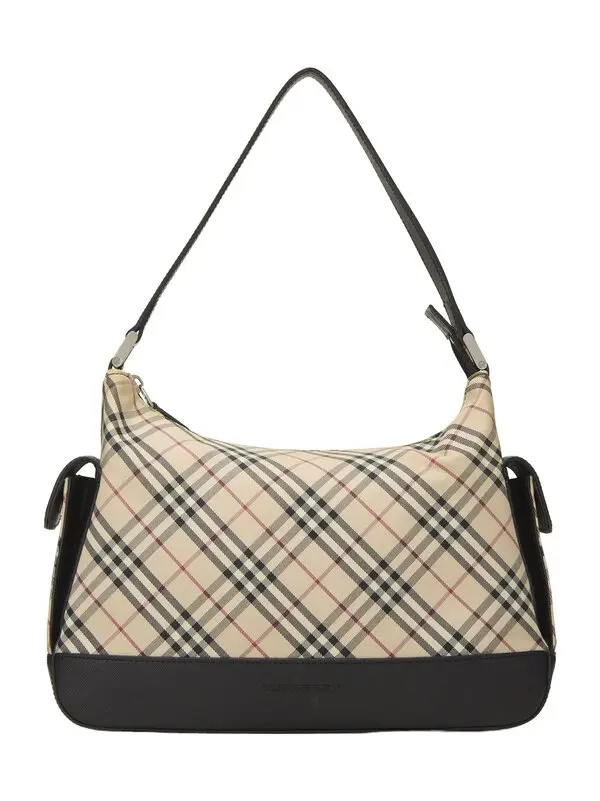 Burberry Check Jacquard Canvas Hobo Small - Beige