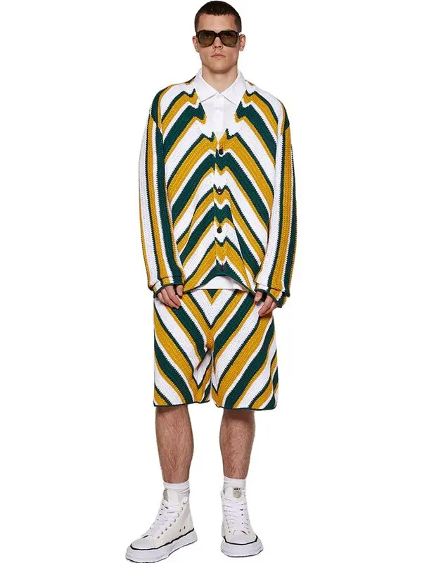Marni Chevron Crochet Shorts - Turquoise