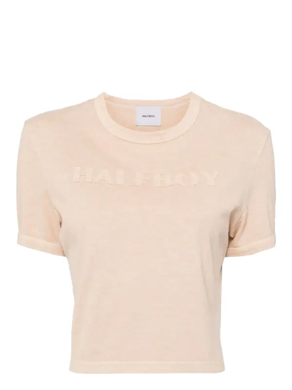 HALFBOY Logo-patch Cotton T-shirt - Brown