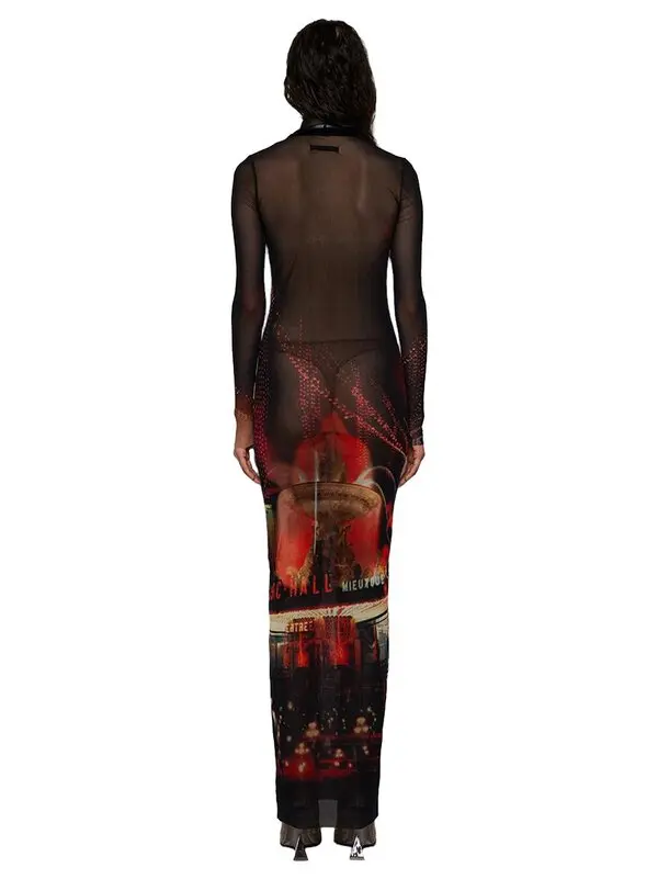 Jean Paul Gaultier Mesh Long Dress - Red Pigalle Print