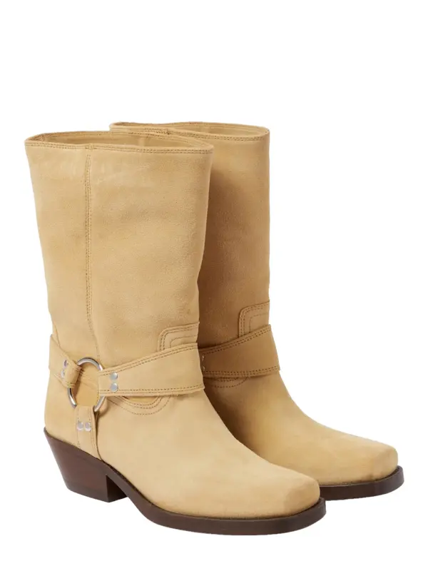 Isabel Marant Antya Suede Biker Boots - Beige