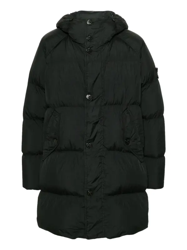 Stone Island Compass-badge Hooded Padded Coat - Black