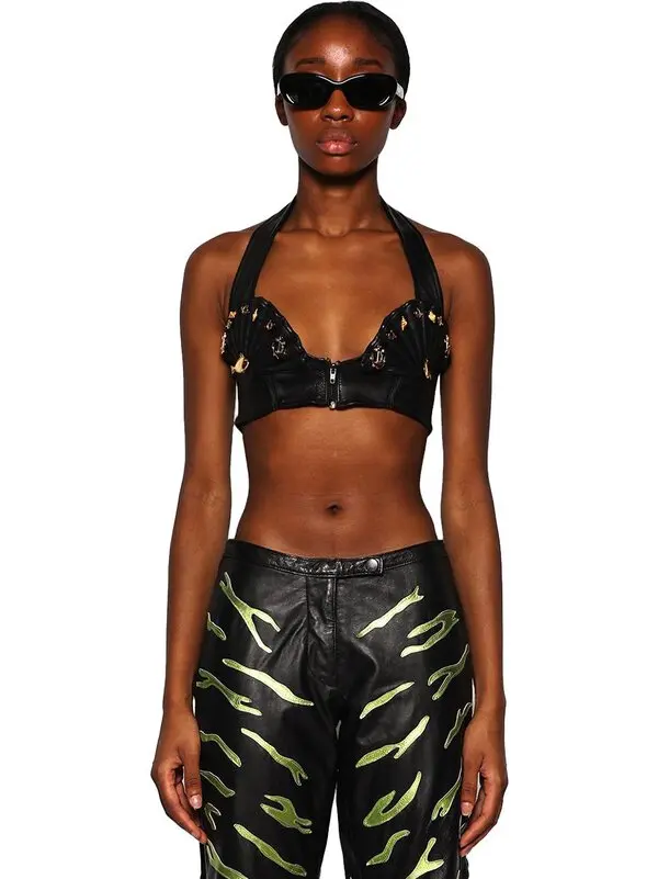MOMMA'S BLUES Cropped Shell Top - Black