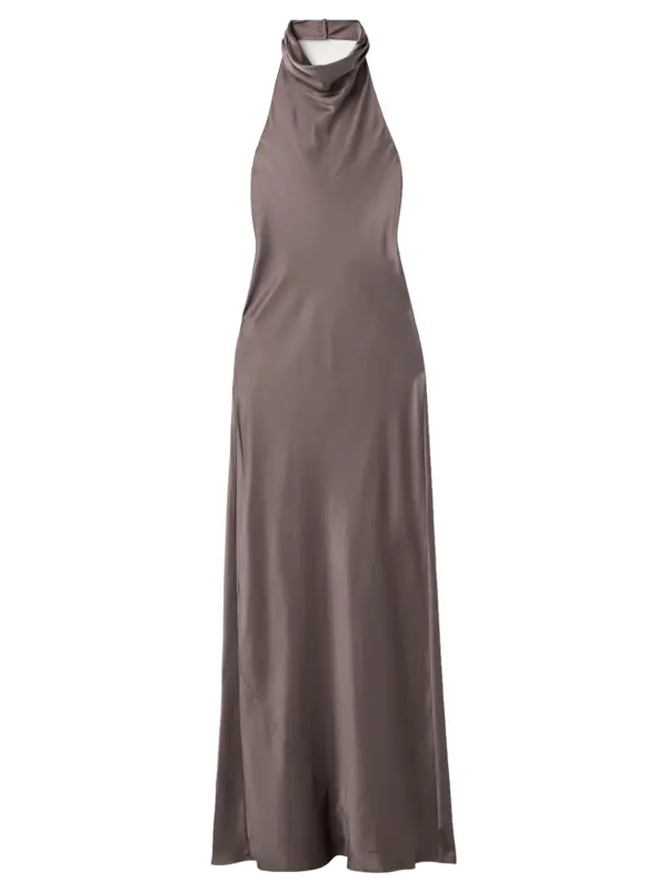 ANINE BING Eliana Silk-charmeuse Midi Dress - Brown