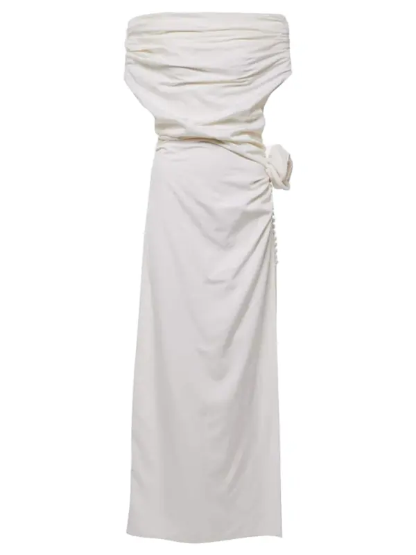 Magda Butrym Floral-appliqué Silk Midi Dress - White