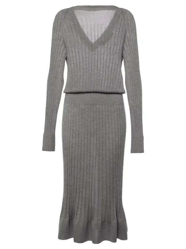 Proenza Schouler Eden Wool-blend Midi Dress - Grey