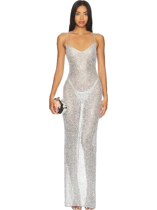 Nbd Leighan Metallic Gown - Silver