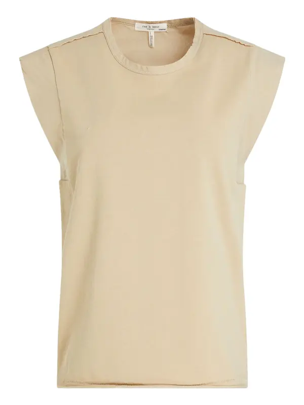 Rag & Bone Poplin-trimmed Cotton-jersey Top - Beige