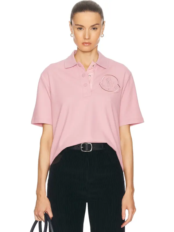 Moncler Short Sleeve Polo Top - Pink