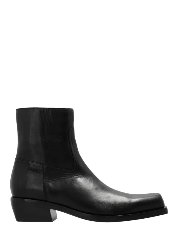 Versace Luciano 50 Leather Boots - Black