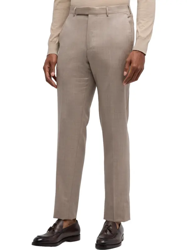 Zegna Trofeo Twill Straight Leg Dress Pants - Medium Brown Solid