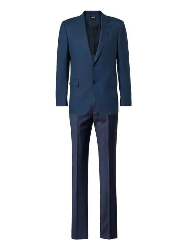 Zegna Trofeo Wool Slim Fit Trousers - Blue