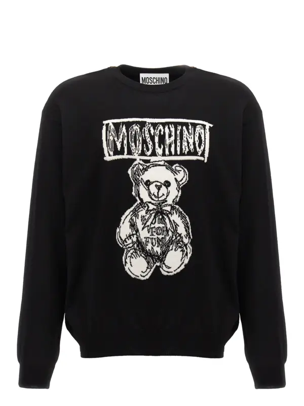 Moschino Logo Intarsia Sweater - White/black