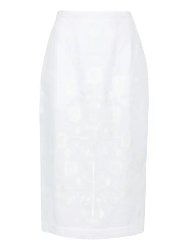 Vita Kin Cut-embroidered Linen Skirt - White