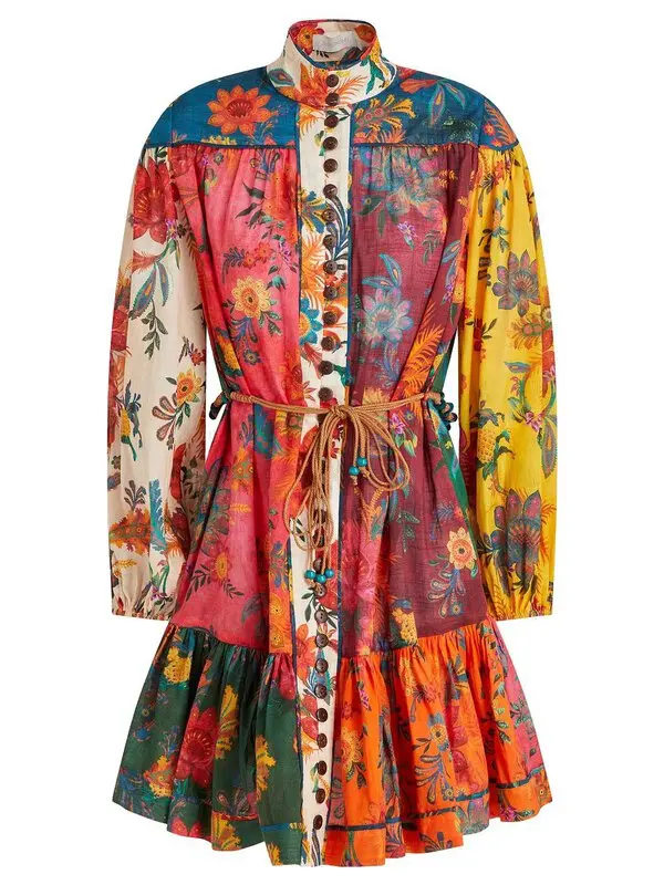 Zimmermann Belted Floral-print Mini Dress - Red