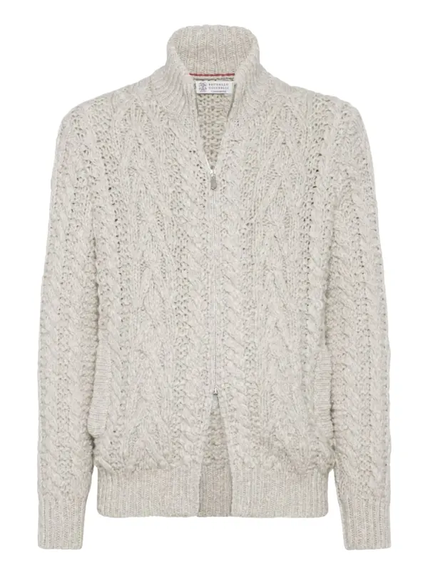 Brunello Cucinelli Cable-knit Zip-up Cardigan - Neutrals