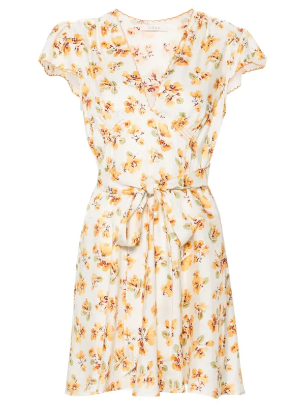 DÔEN Dianne Floral-print Mini Dress - Neutrals
