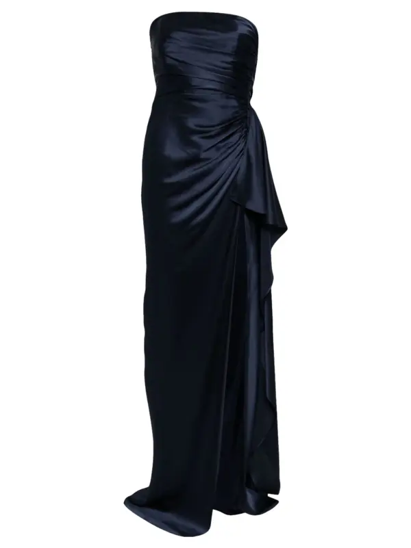 Michelle Mason Strapless Silk Gown - Blue
