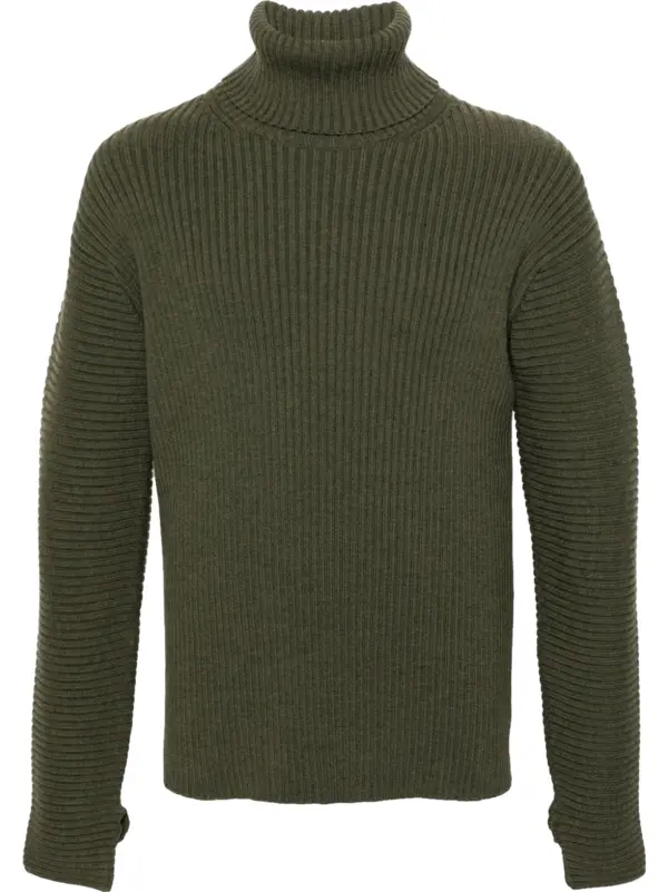Kenzo Roll-neck Ribbed-knit Jumper - Green