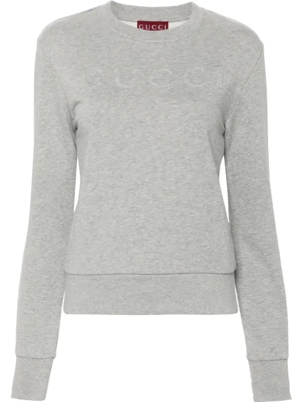 Gucci Logo-embossed Cotton Sweatshirt - Grey