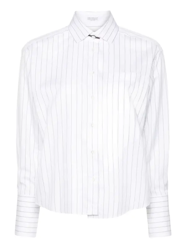 Brunello Cucinelli Pinstriped Cotton-silk Shirt - White