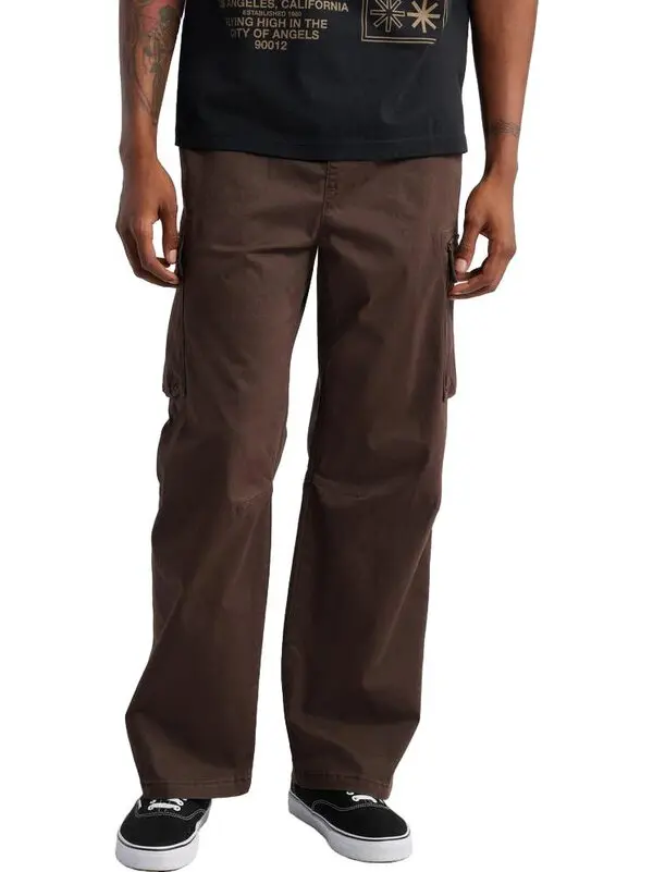 PACSUN Brody Wide Leg Drawstring Cargo Pants - Brown