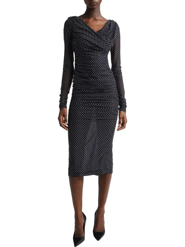 Dolce & Gabbana Polka Dot Tulle Dress - Black/ White