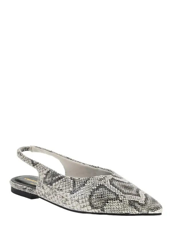 Chinese Laundry Hadiya Slingback Flats - Cream Snake Embossed