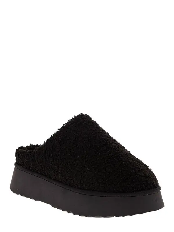 Mia Icee Faux Shearling Platform Slipper - Black