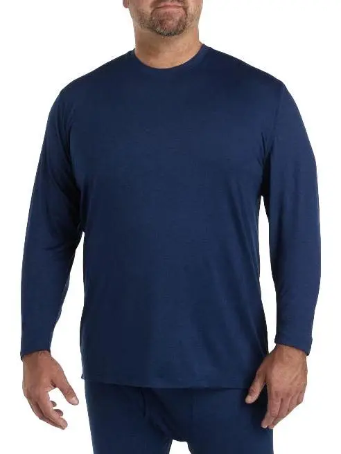 HARBOR BAY BY DXL Big & Tall Colder Weather Level 2 Performance Thermal T-shirt - Blue Marled