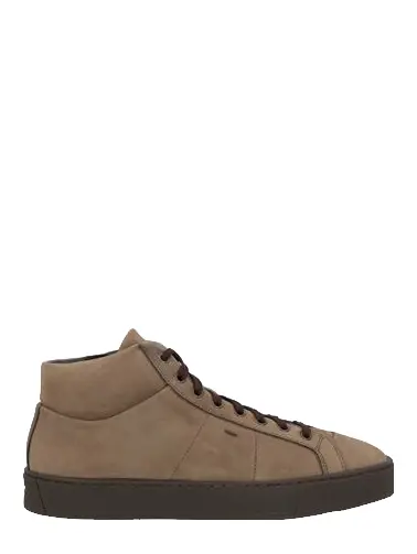 Santoni Leather High-top Sneakers - Beige