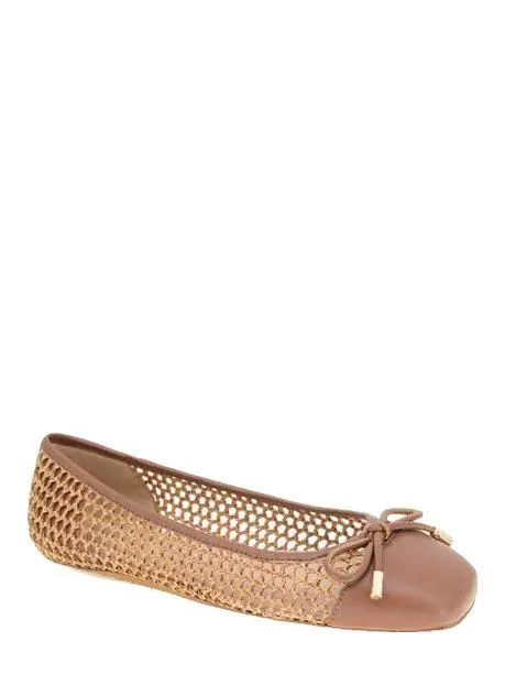 Bcbgmaxazria Hartly Cap Toe Ballet Flat - Coffee Raffia